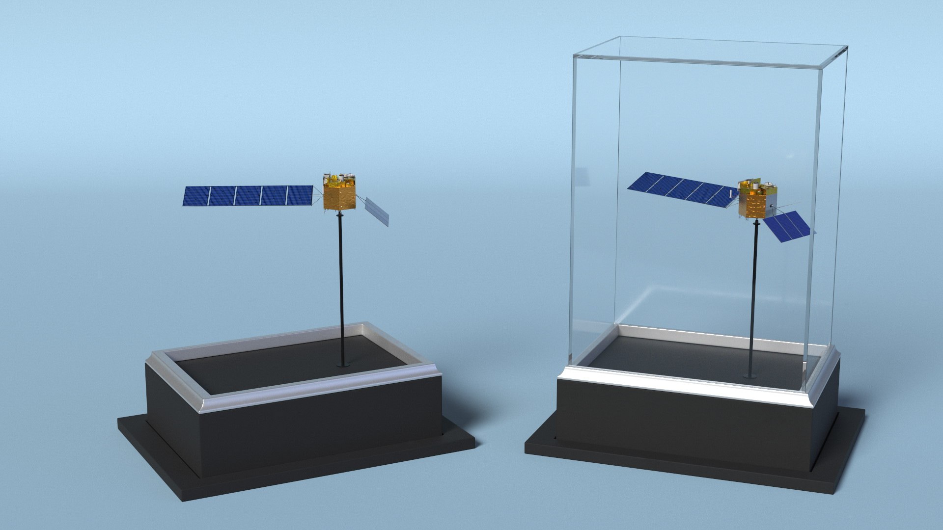 3D Detailed Model Satellite In Glass Box Model - TurboSquid 2376870