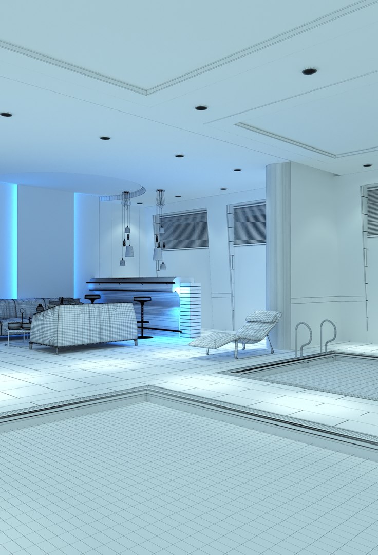 3D Pool Room Spa Model - TurboSquid 1433105