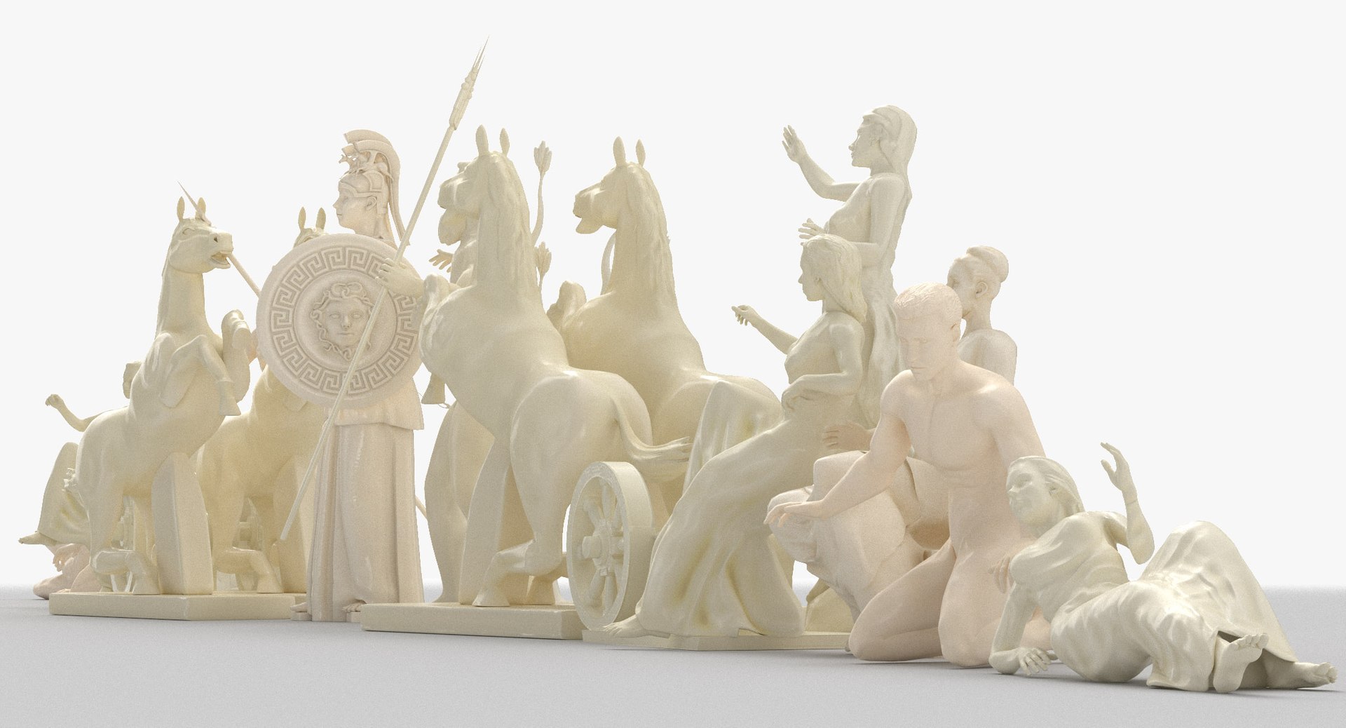 3ds Max Statues Pediment Parthenon