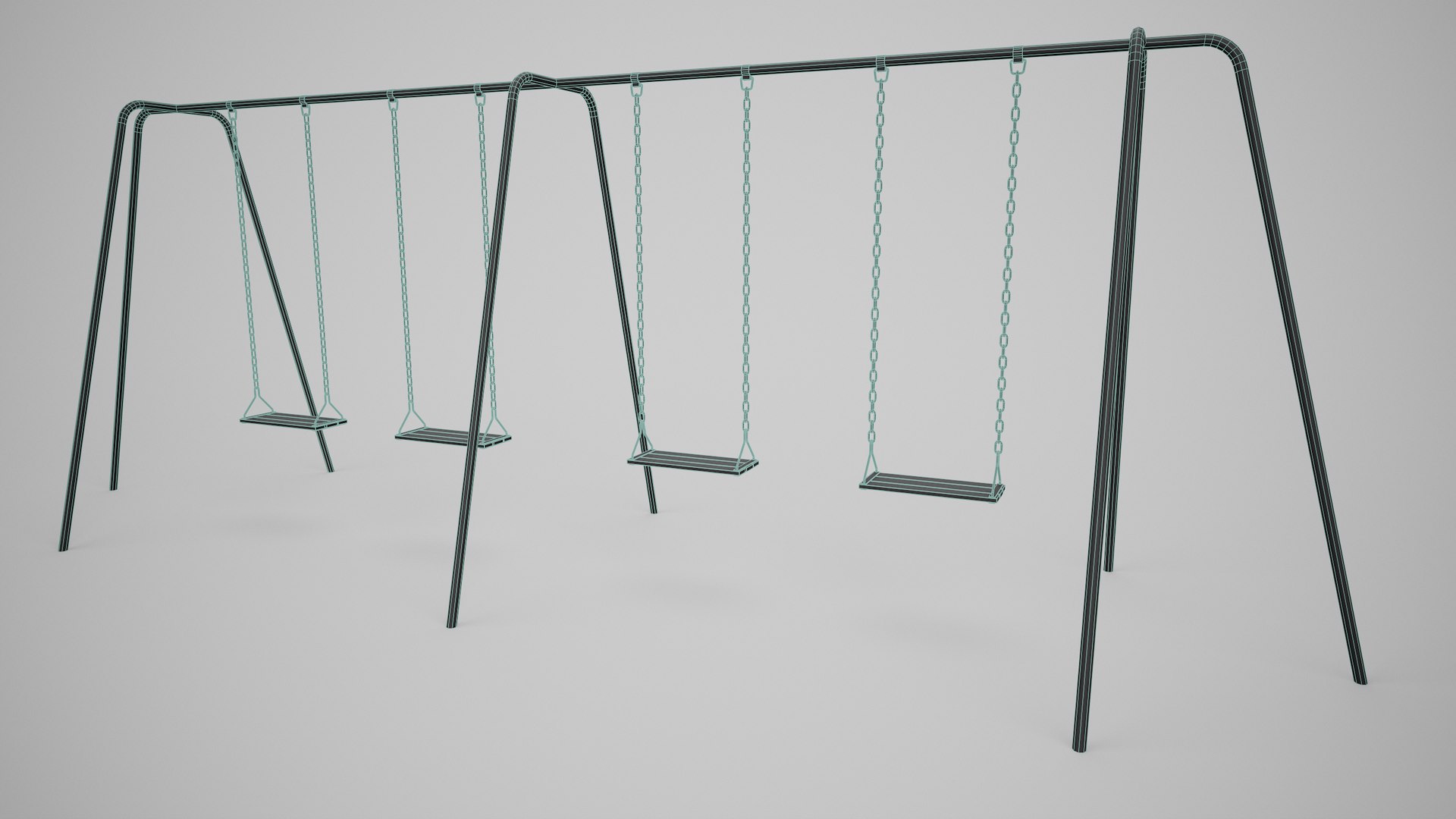 3D Set Of 3 Painted Playground Swings - TurboSquid 2153789