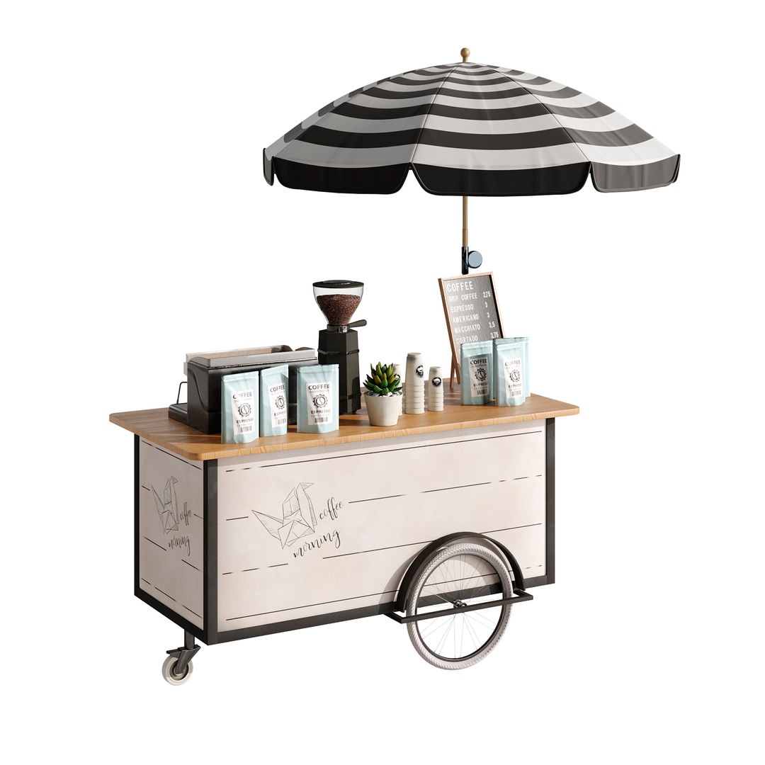 3D Mini Coffee Cart Set 5 Model - TurboSquid 2159182