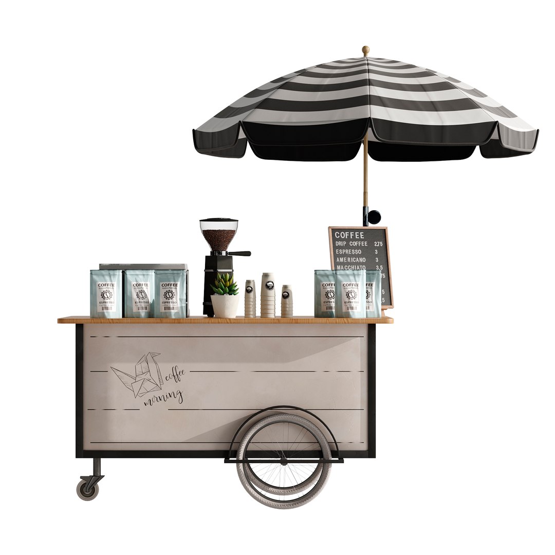 3D Mini Coffee Cart Set 5 Model - TurboSquid 2159182