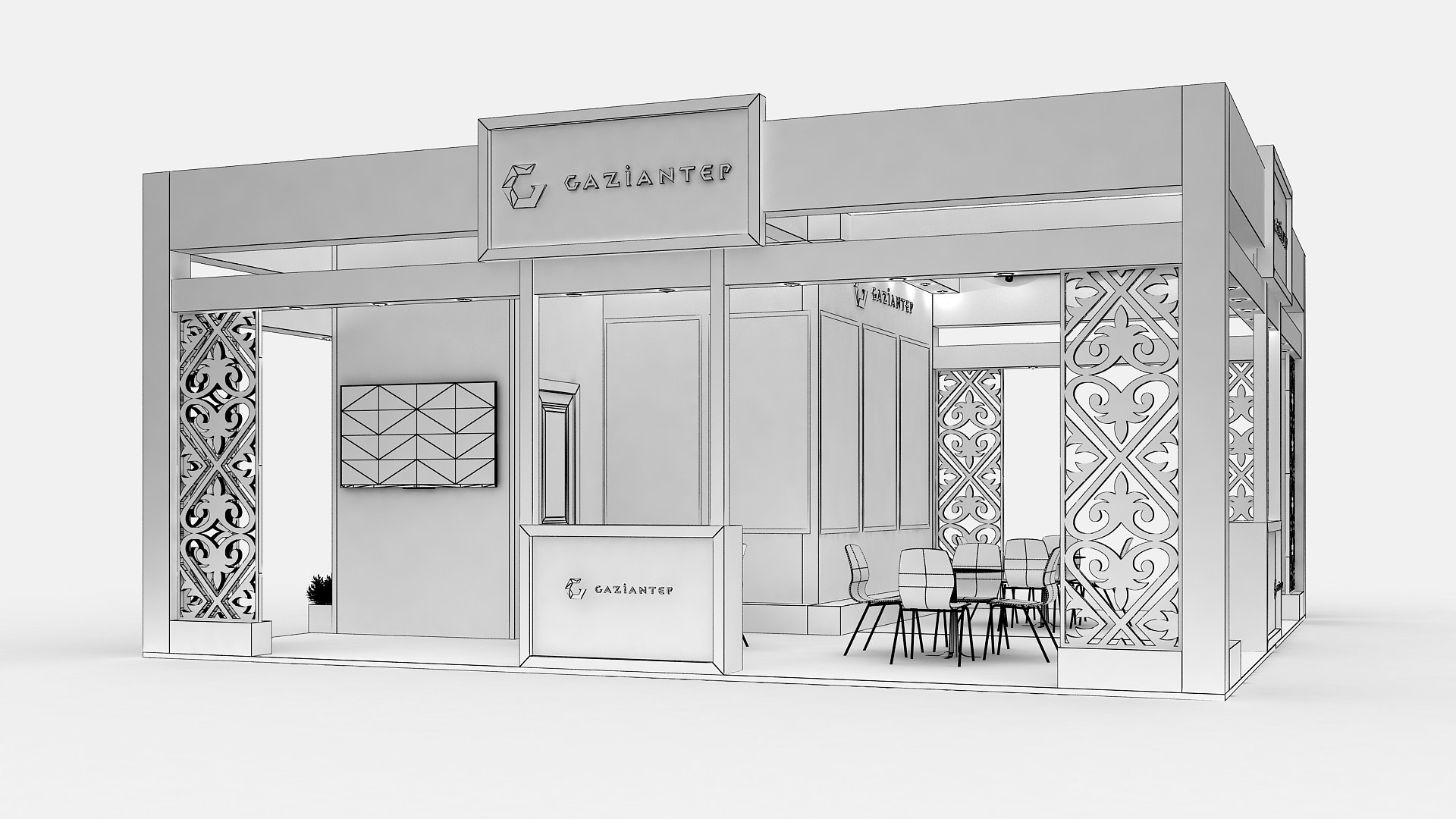 Exhibition Stand 8x8 3D Model - TurboSquid 2110177