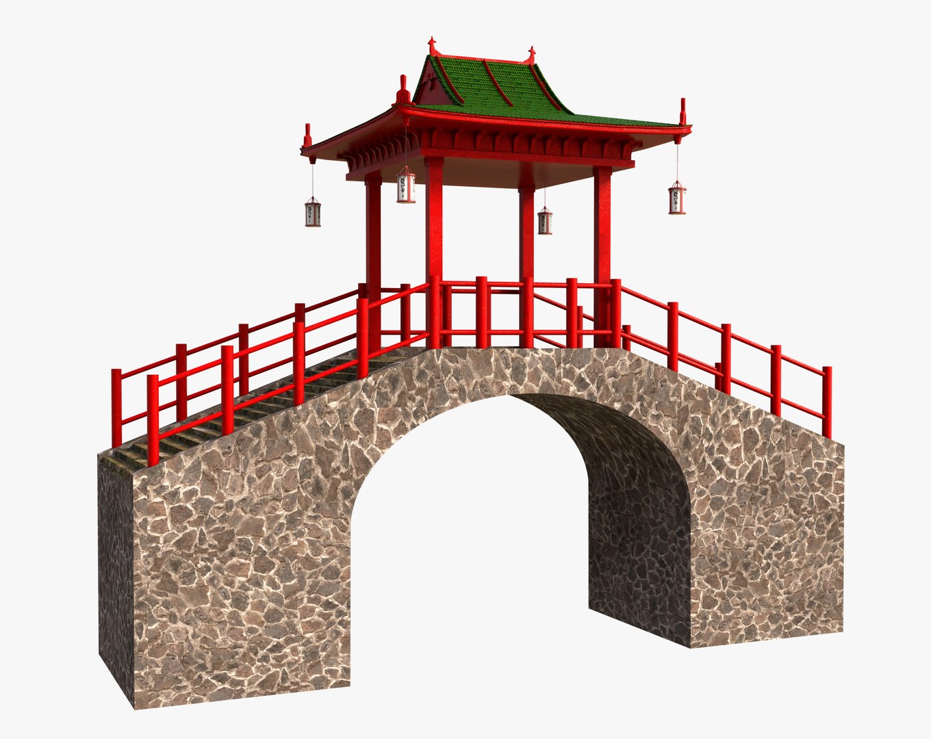 3D Asian Bridge Landscape - TurboSquid 2210284