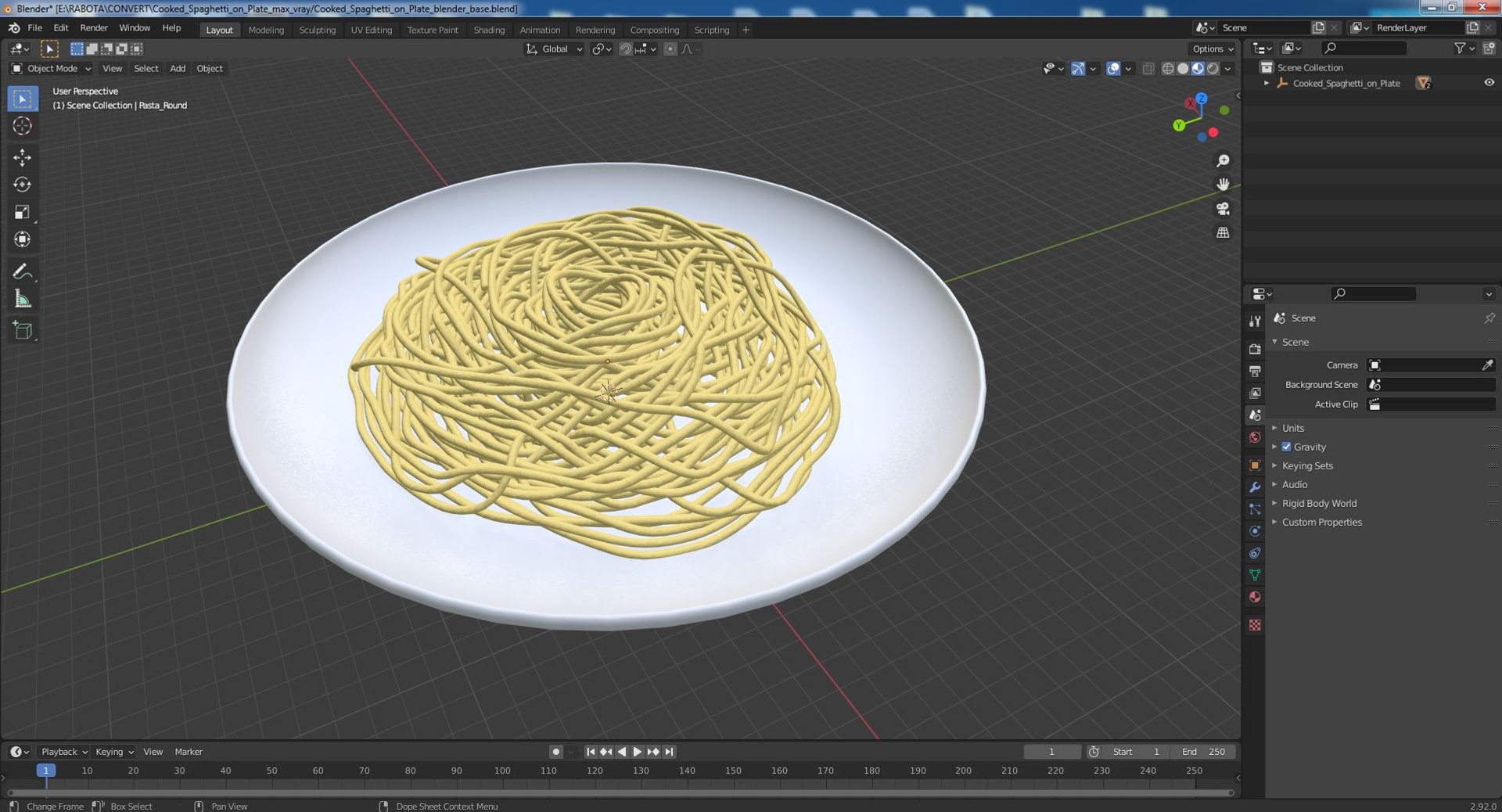 3D Cooked Spaghetti On Plate Model - TurboSquid 2180768