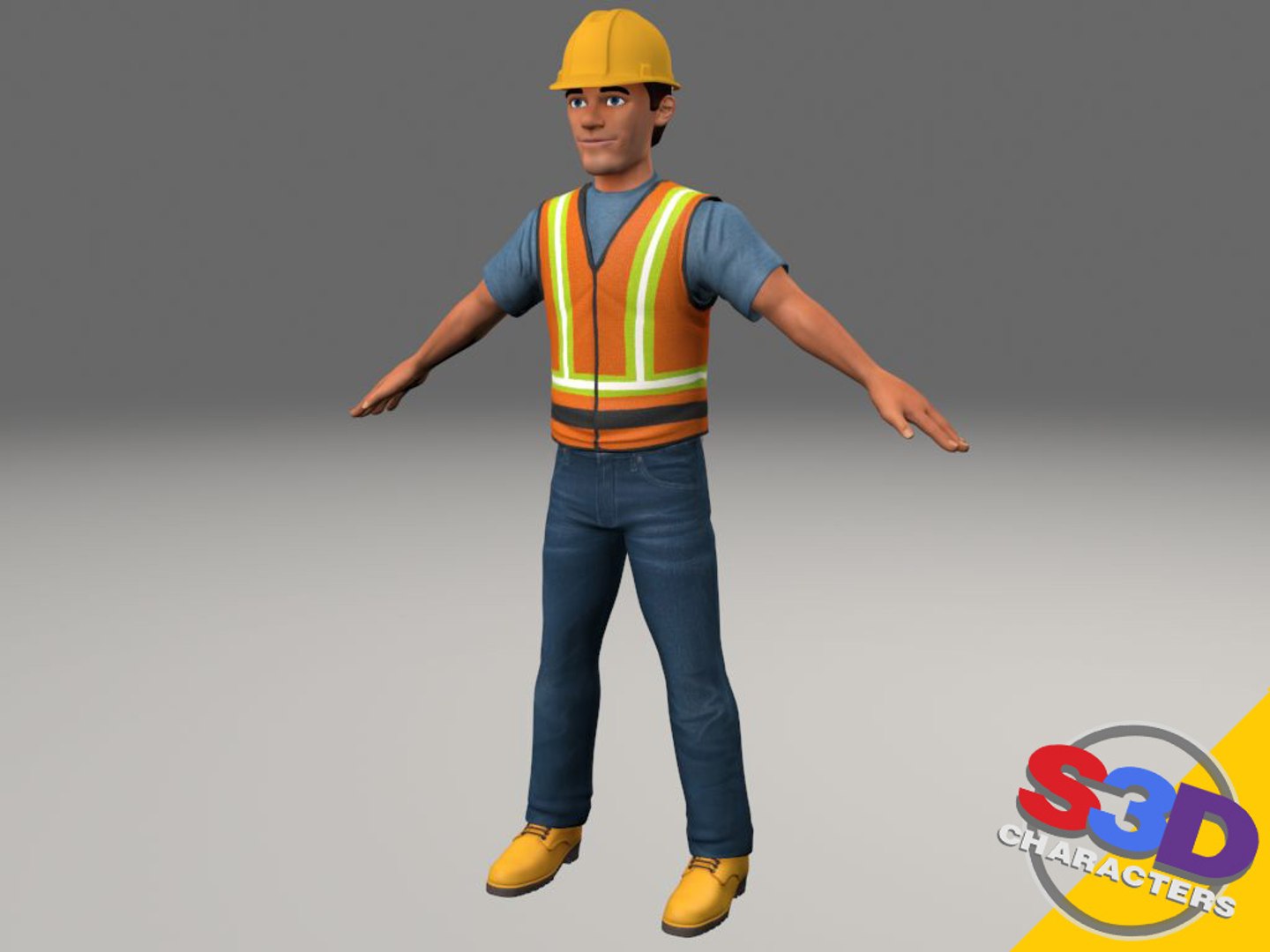 3d model construction worker
