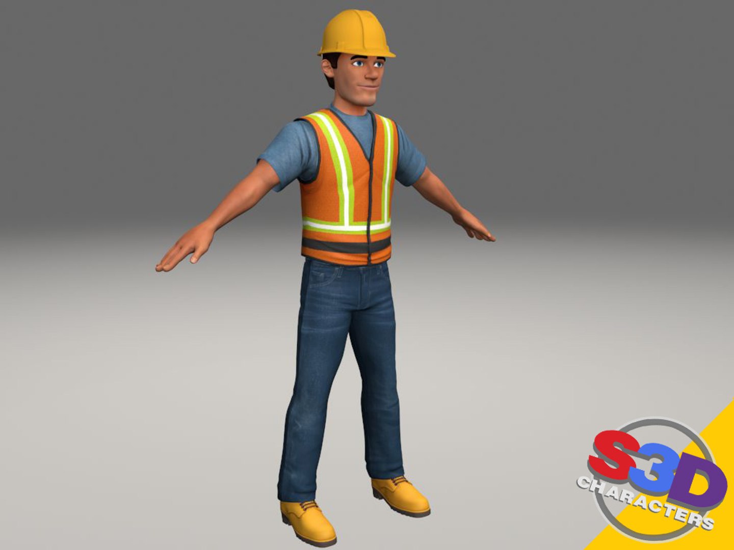 3d model construction worker