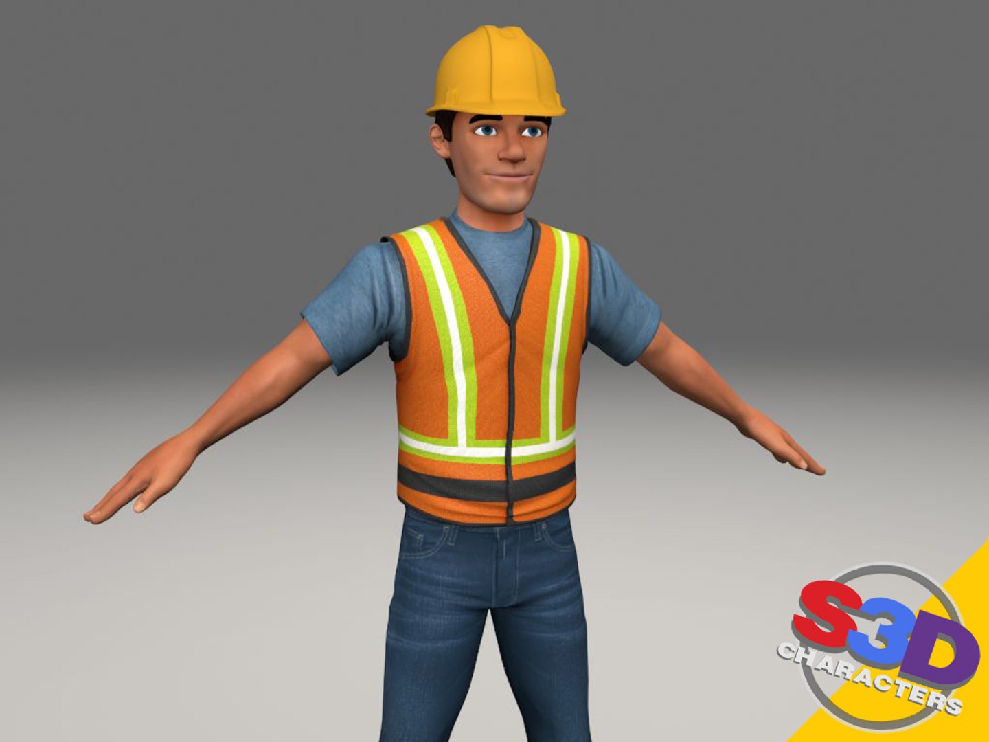 3d model construction worker