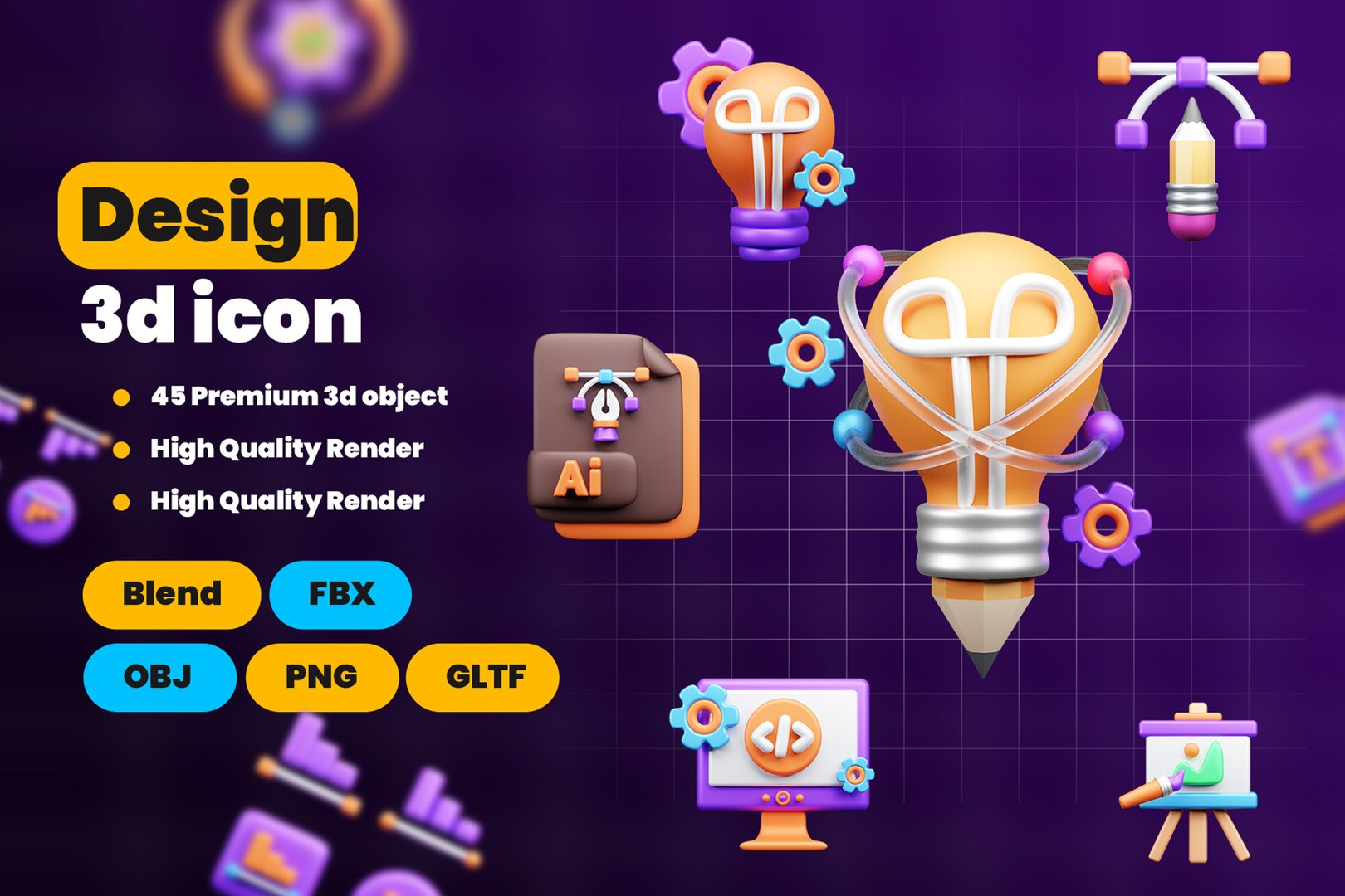 3D Design And Development 3d Illustration Icon Pack - TurboSquid 2252867