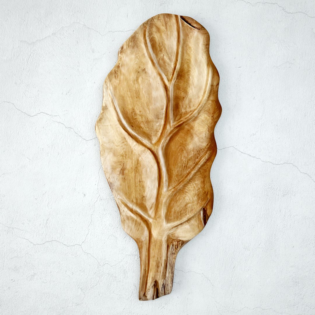 3D Large Wood Carved Leaf Wall Decor - TurboSquid 2158127