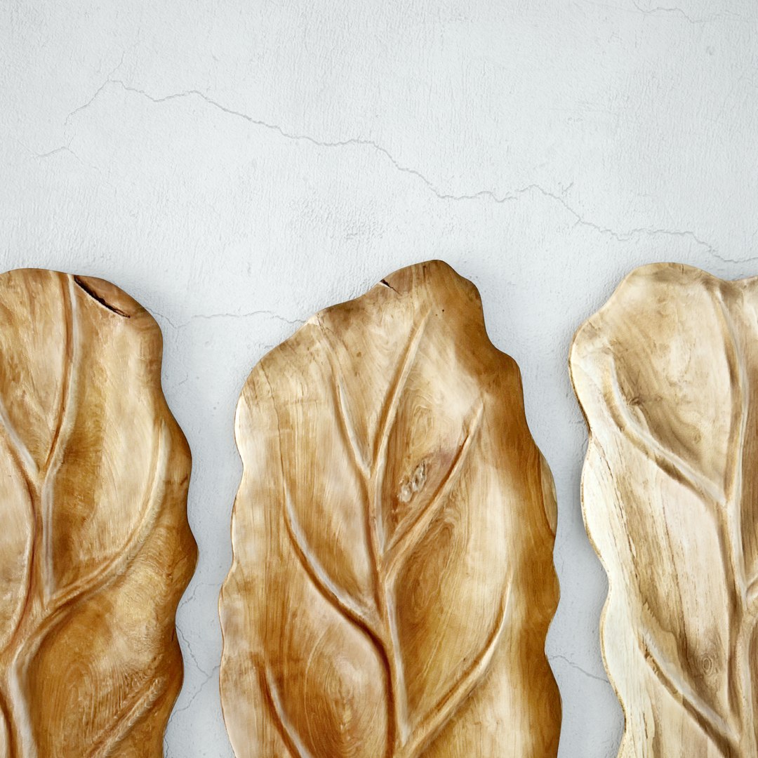3D Large Wood Carved Leaf Wall Decor - TurboSquid 2158127