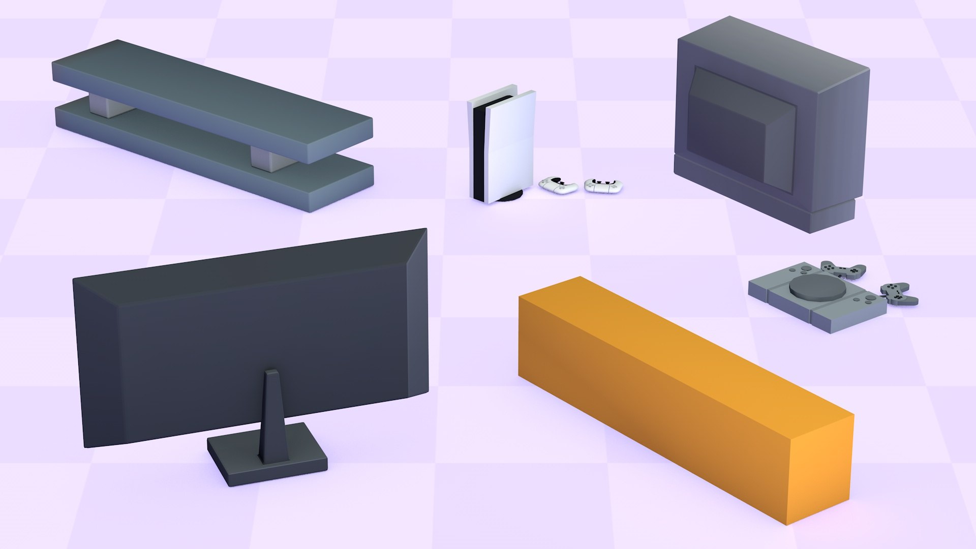 3D Model Low Poly - TVs And Game Consoles - TurboSquid 2328744
