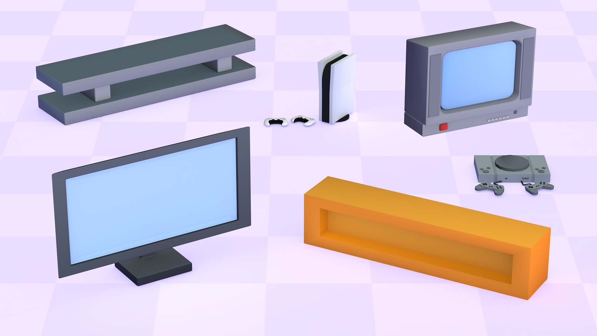 3D Model Low Poly - TVs And Game Consoles - TurboSquid 2328744
