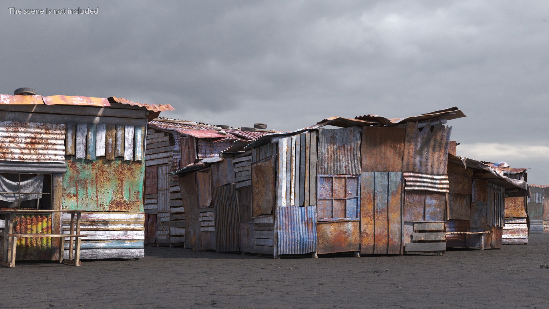 Scattered Metal Hut Cluster 3D Model - TurboSquid 2330156