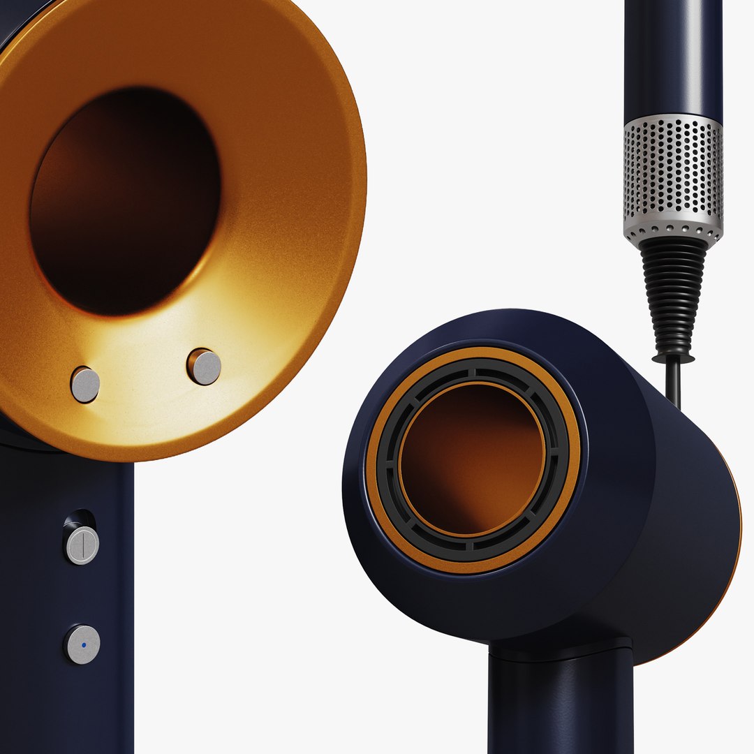 3D Dyson Supersonic Hairdryer with attachments model - TurboSquid 1979633