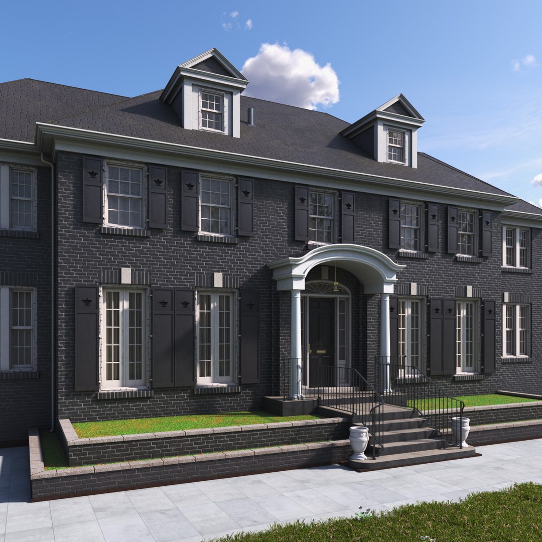 3D Classic Brick Colonial House Model - TurboSquid 2391403