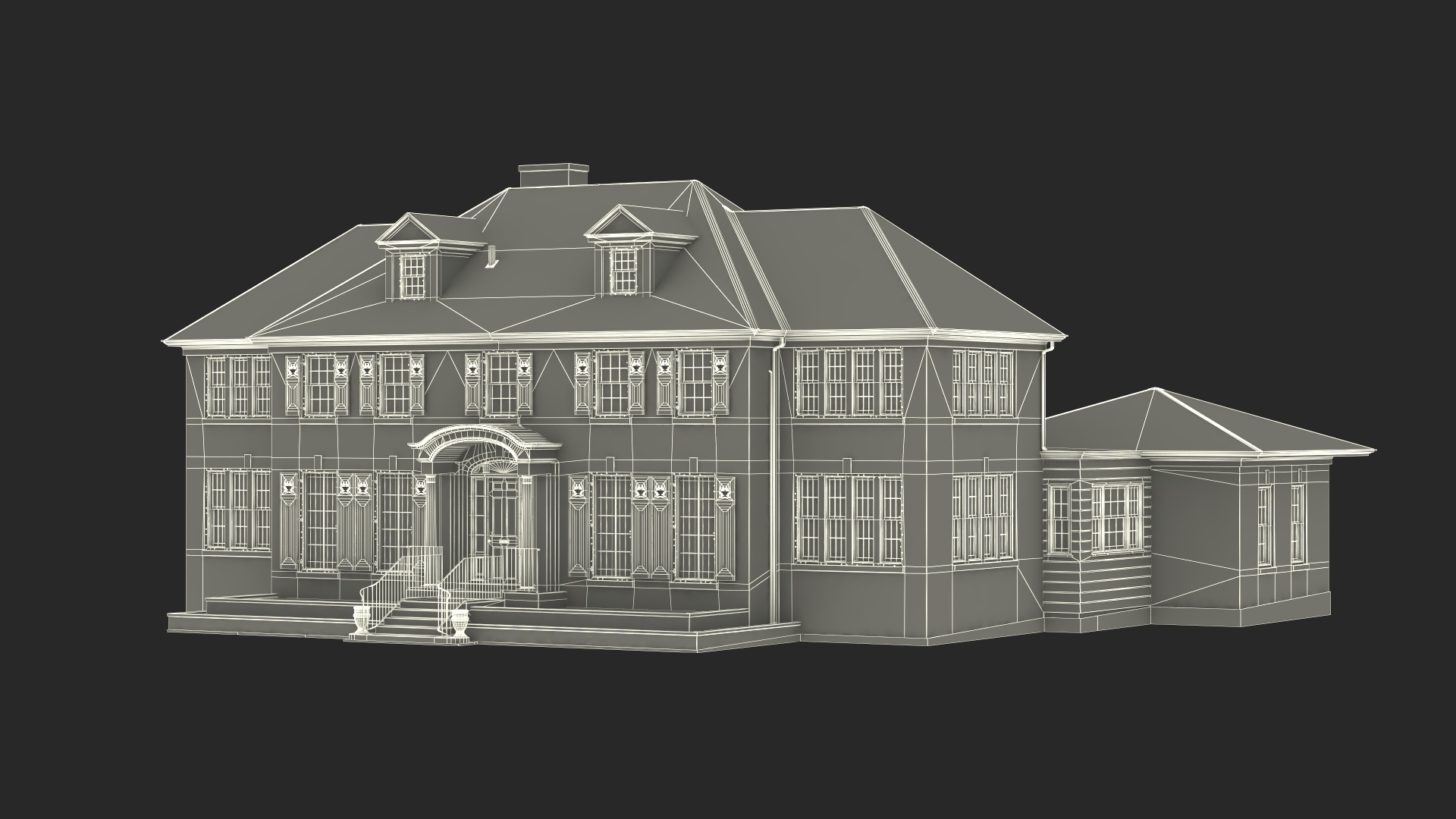 3D Classic Brick Colonial House Model - TurboSquid 2391403