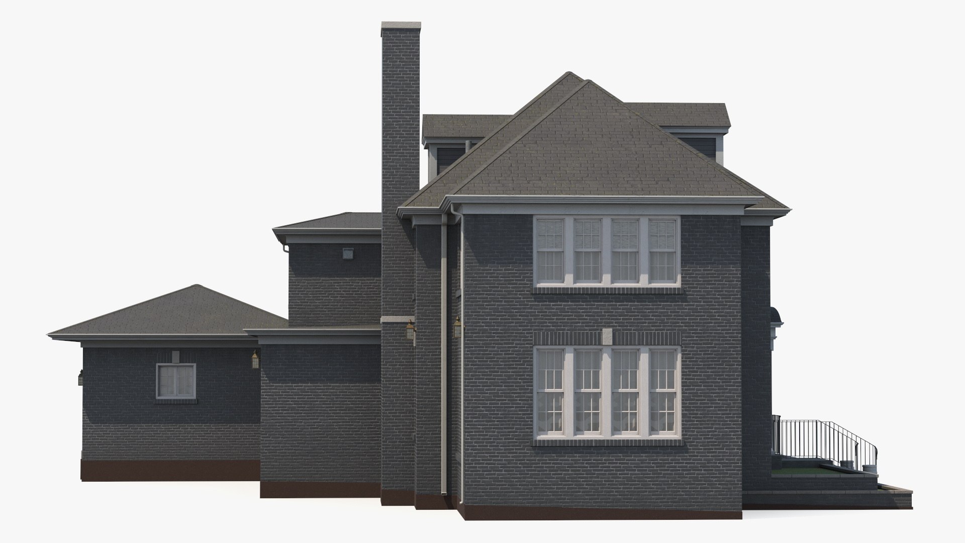 3D Classic Brick Colonial House Model - TurboSquid 2391403
