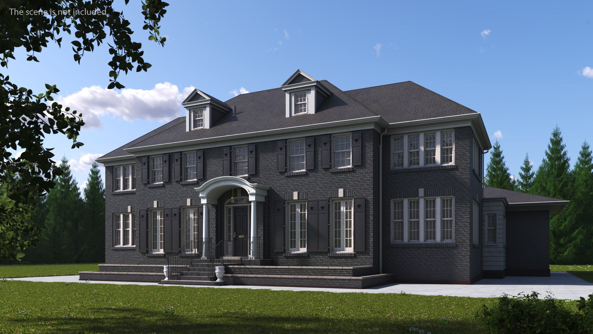 3D Classic Brick Colonial House Model - TurboSquid 2391403