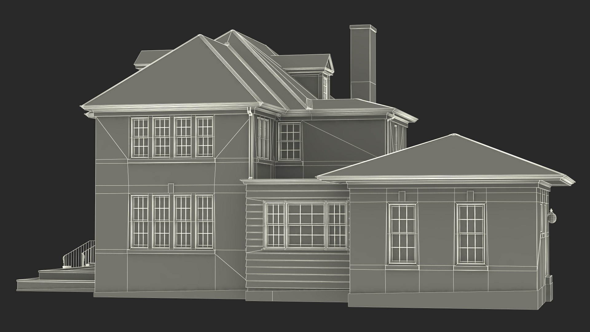 3D Classic Brick Colonial House Model - TurboSquid 2391403