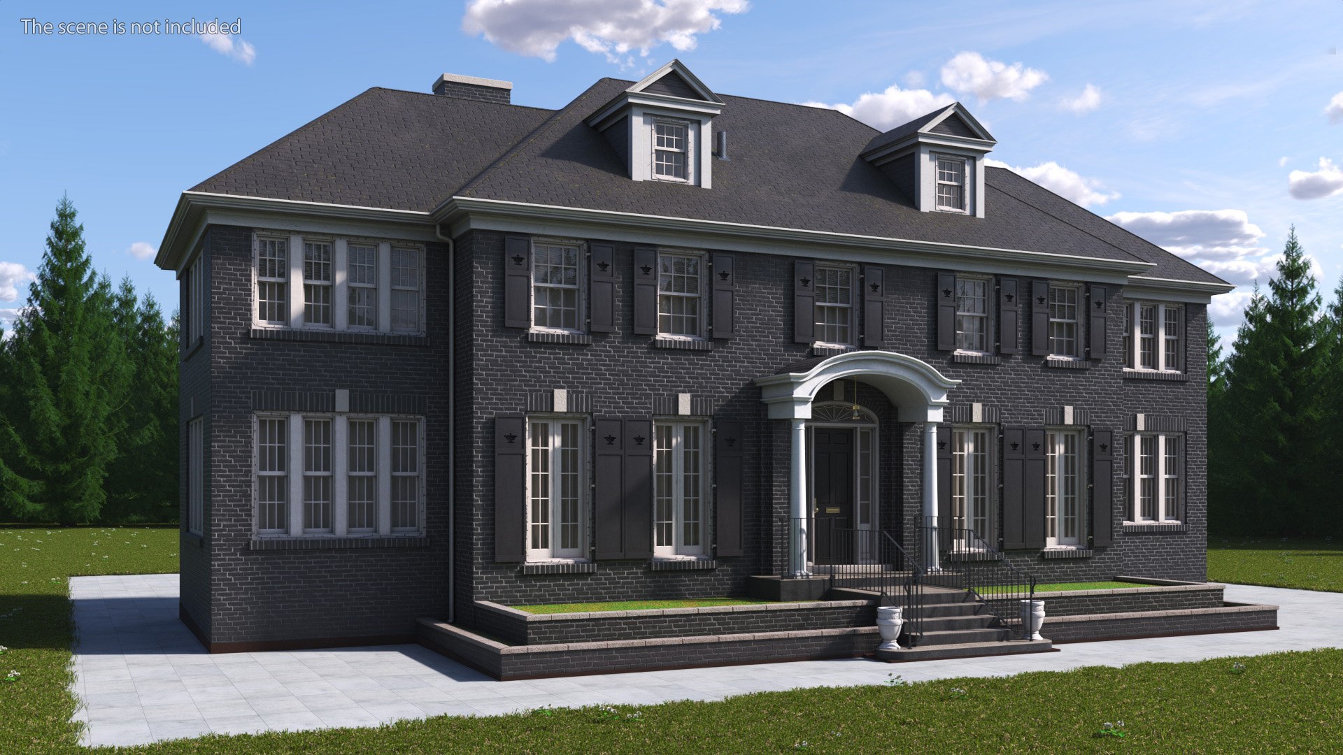 3D Classic Brick Colonial House Model - TurboSquid 2391403