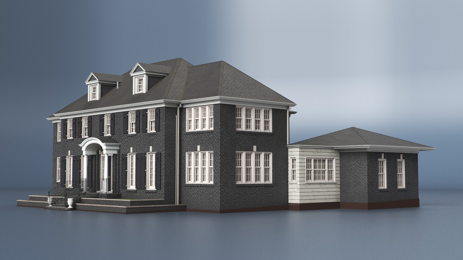 3D Classic Brick Colonial House Model - TurboSquid 2391403