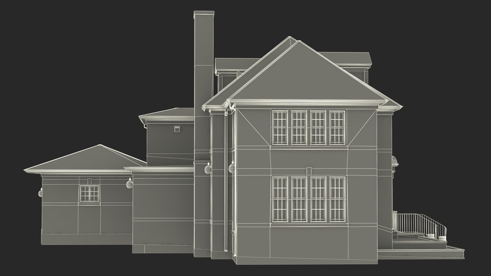3D Classic Brick Colonial House Model - TurboSquid 2391403
