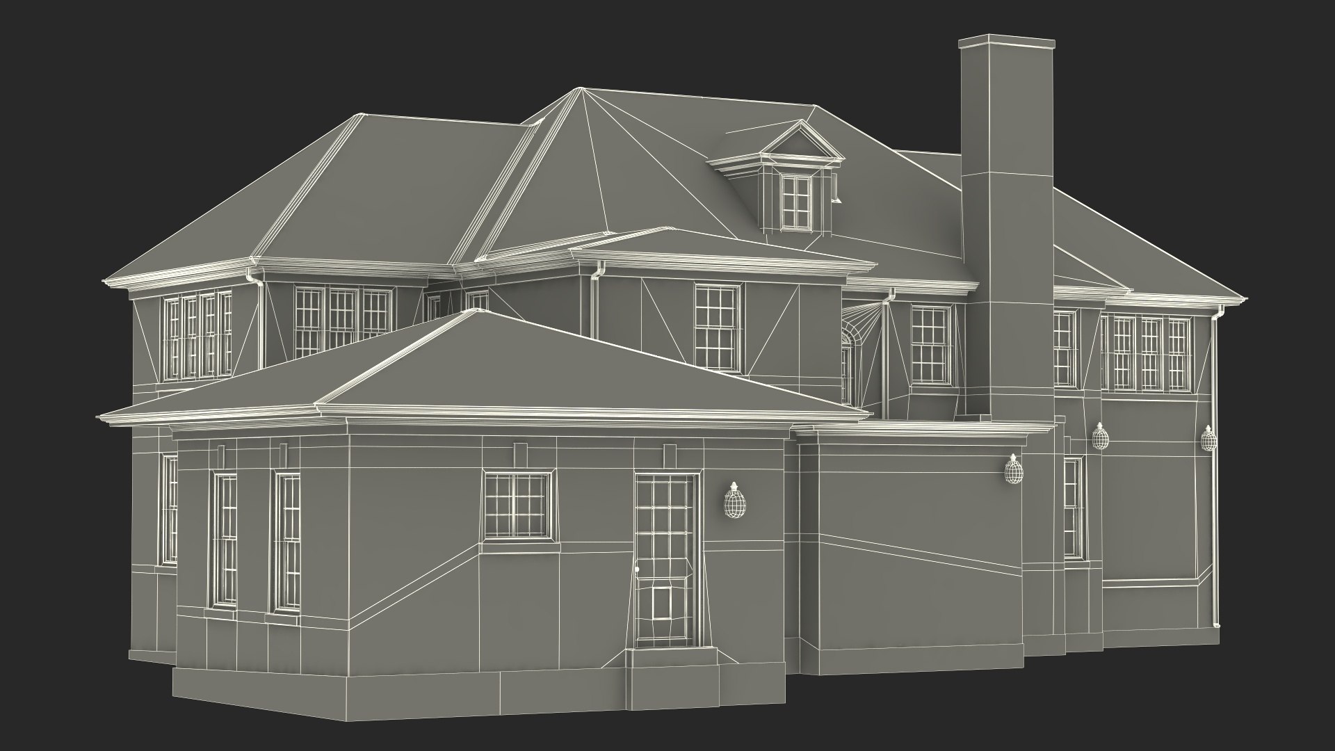 3D Classic Brick Colonial House Model - TurboSquid 2391403