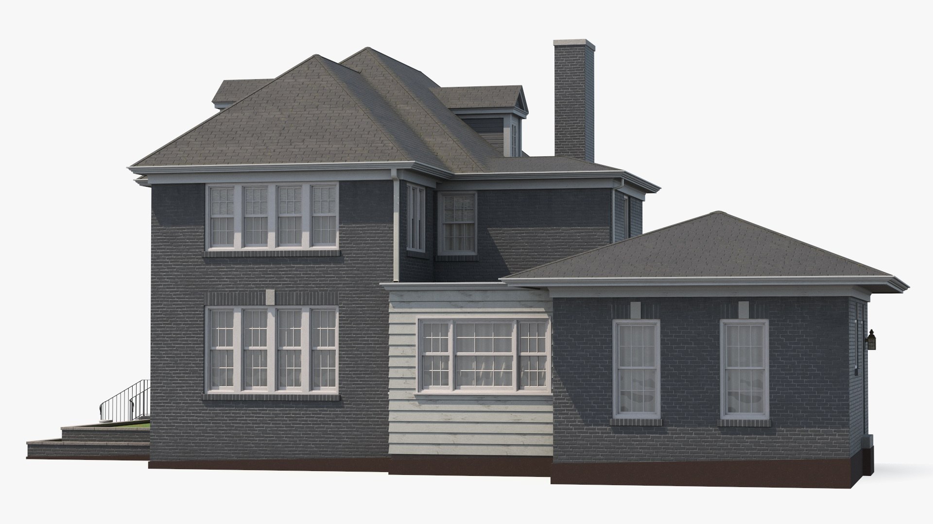 3D Classic Brick Colonial House Model - TurboSquid 2391403