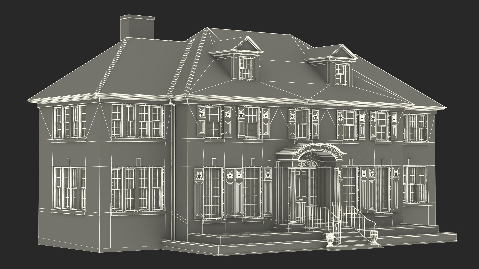 3D Classic Brick Colonial House Model - TurboSquid 2391403