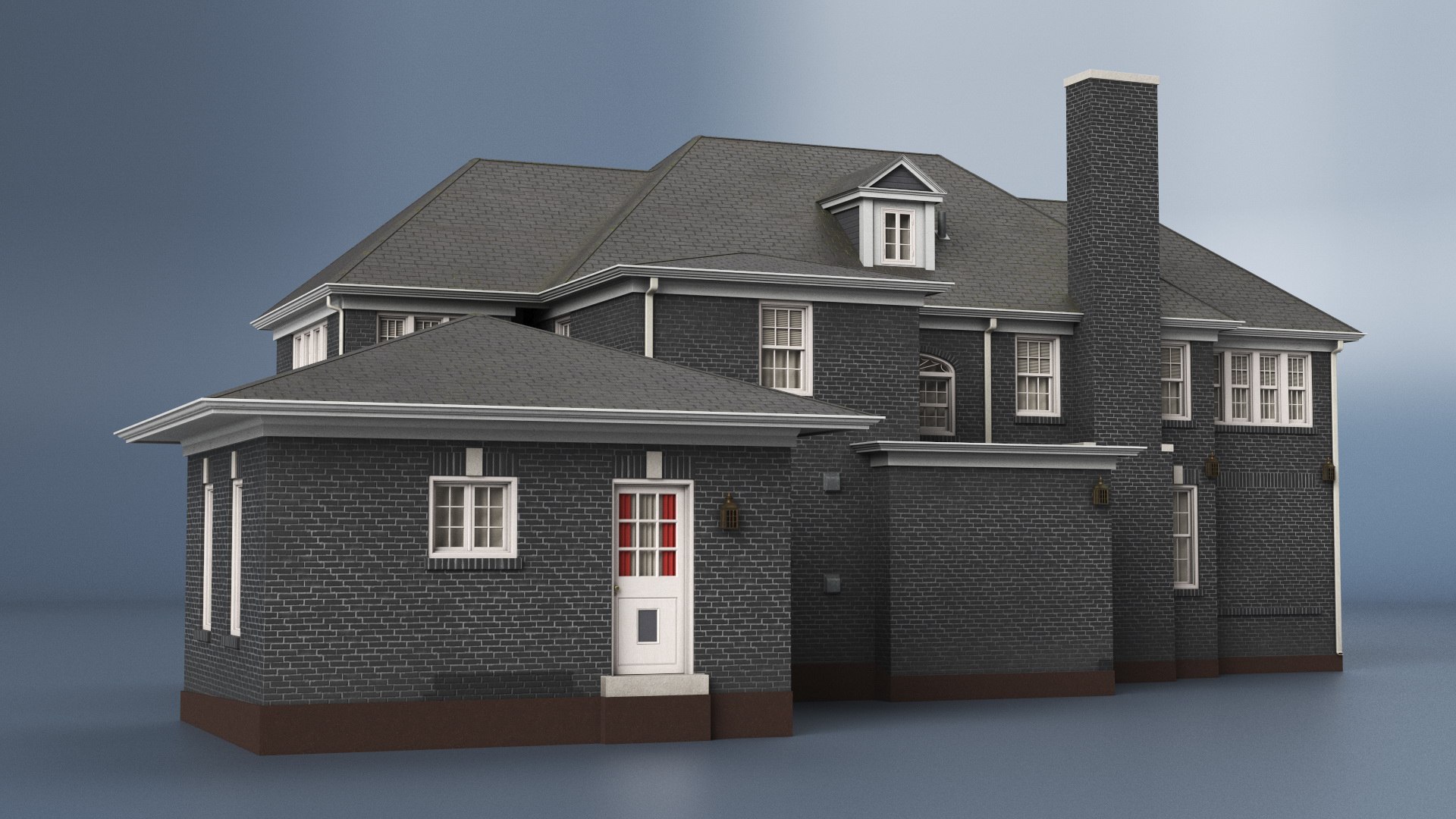 3D Classic Brick Colonial House Model - TurboSquid 2391403