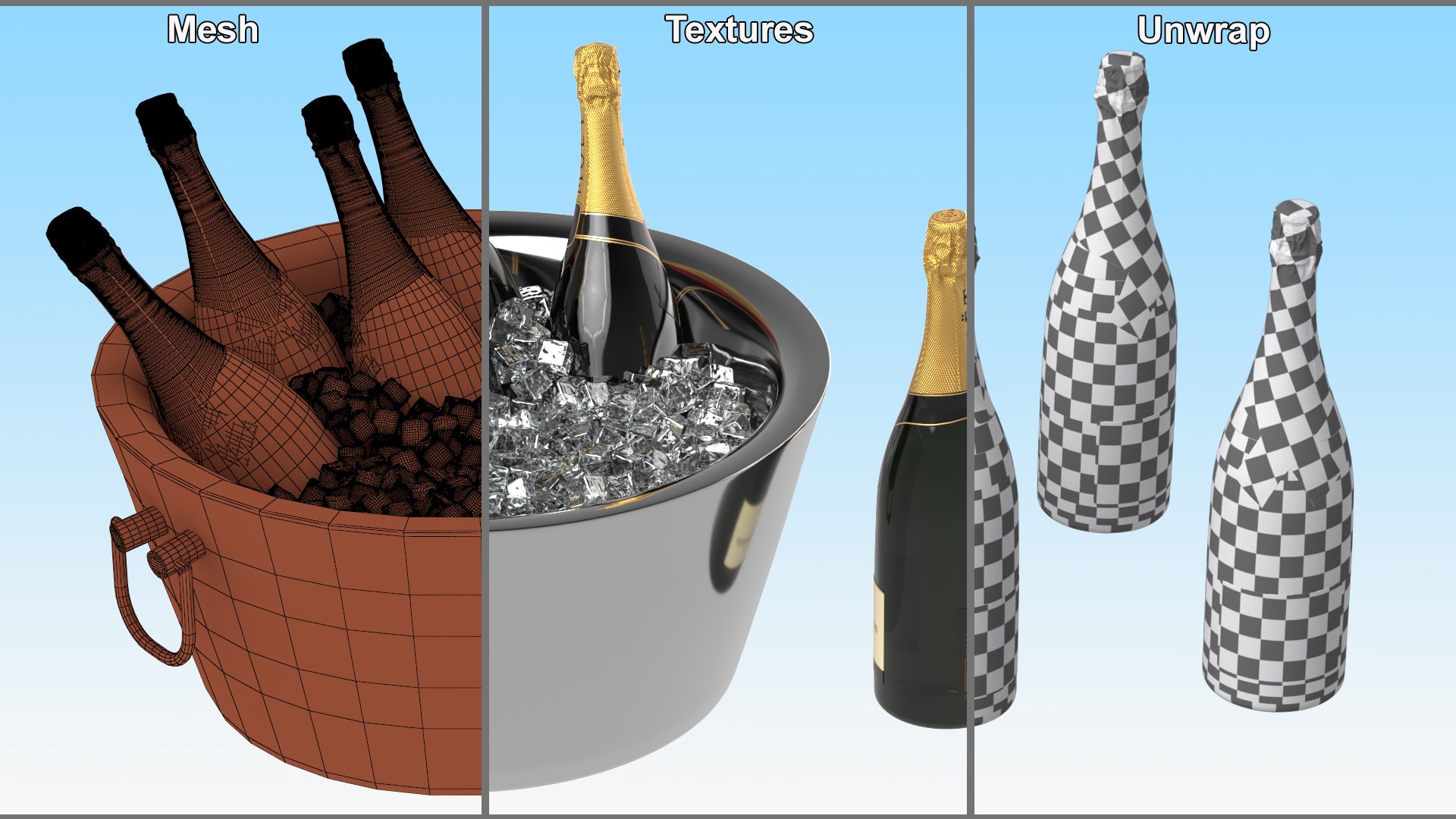 Moet Champagne Bottles In Ice Bucket 3D Model - TurboSquid 2412789