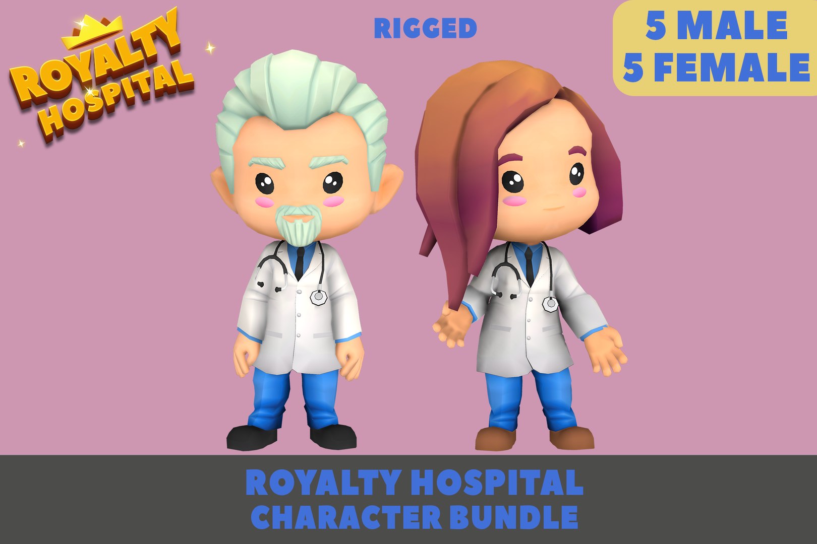 3D Royalty Hospital Stylized Characters Bundle - TurboSquid 2277175
