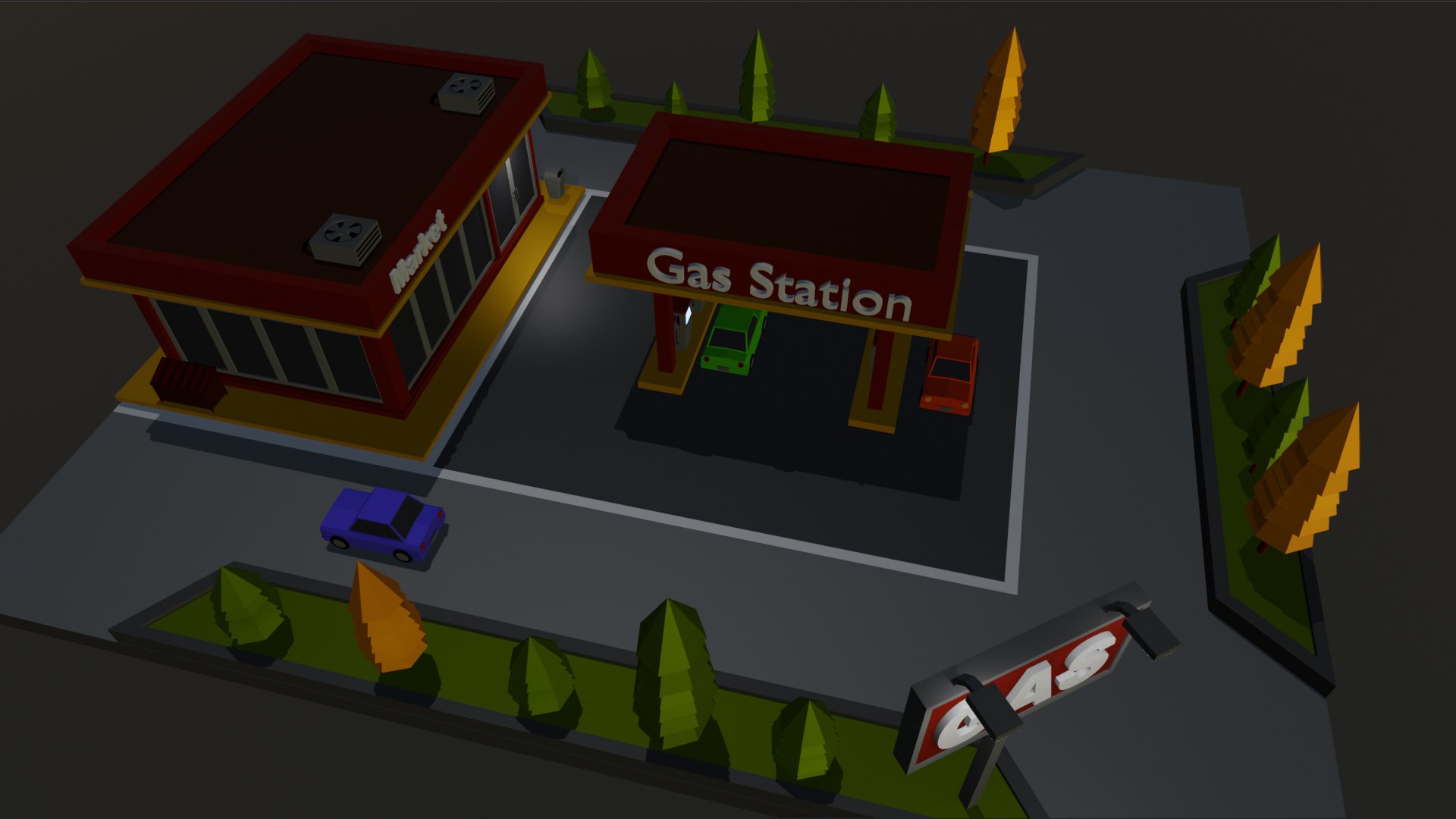 Low Poly Gas Station 3D Model - TurboSquid 2313359