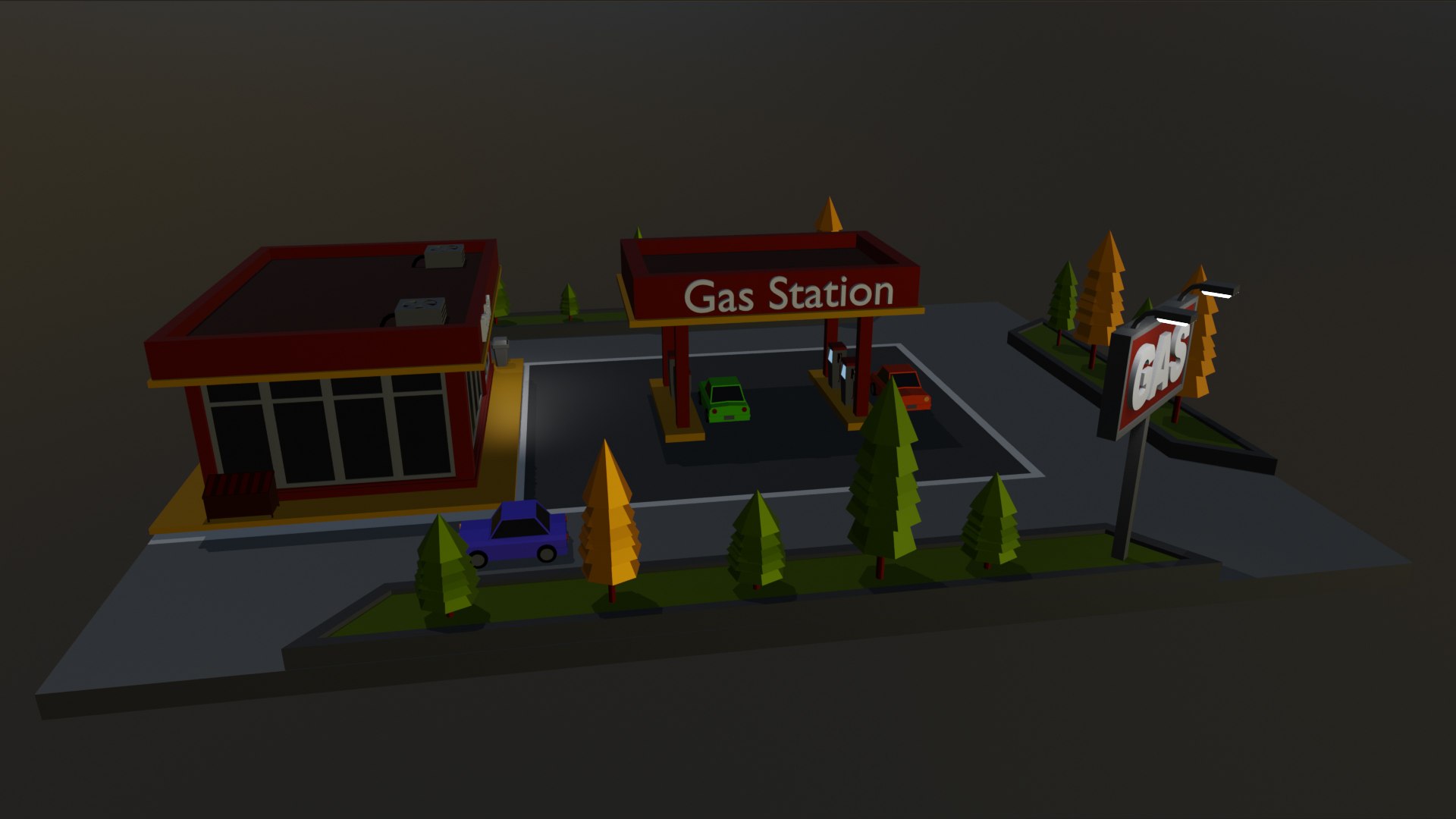 Low Poly Gas Station 3D Model - TurboSquid 2313359