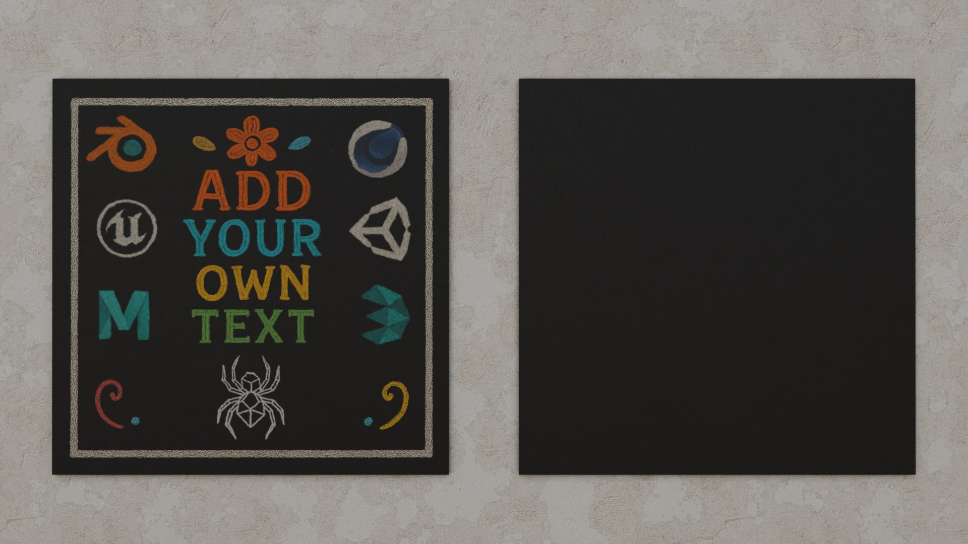 3D Customizable Wall-Mounted Blackboard - Complete Unframed Writing ...