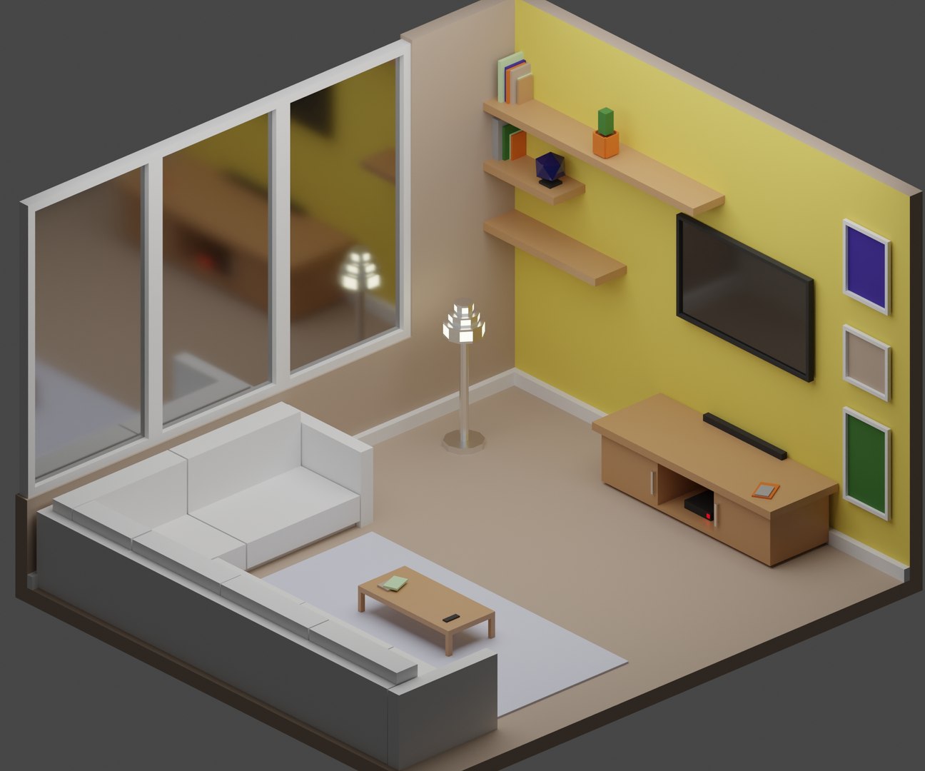 3D Low-poly Living Room - TurboSquid 1640024