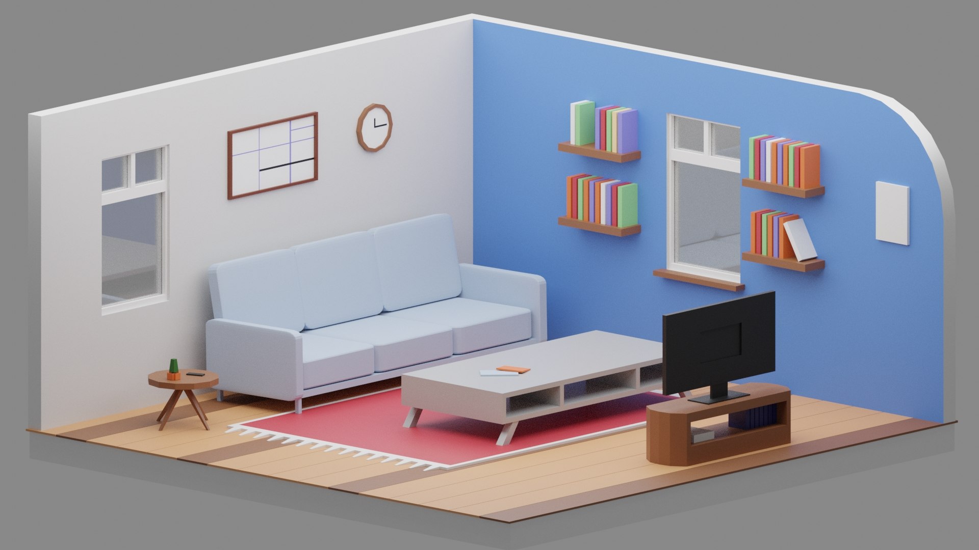 3D Low-poly Living Room - TurboSquid 1640024
