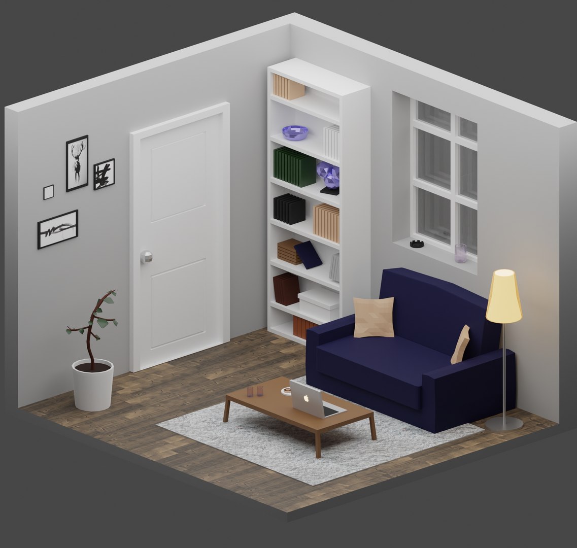 3D Low-poly Living Room - TurboSquid 1640024