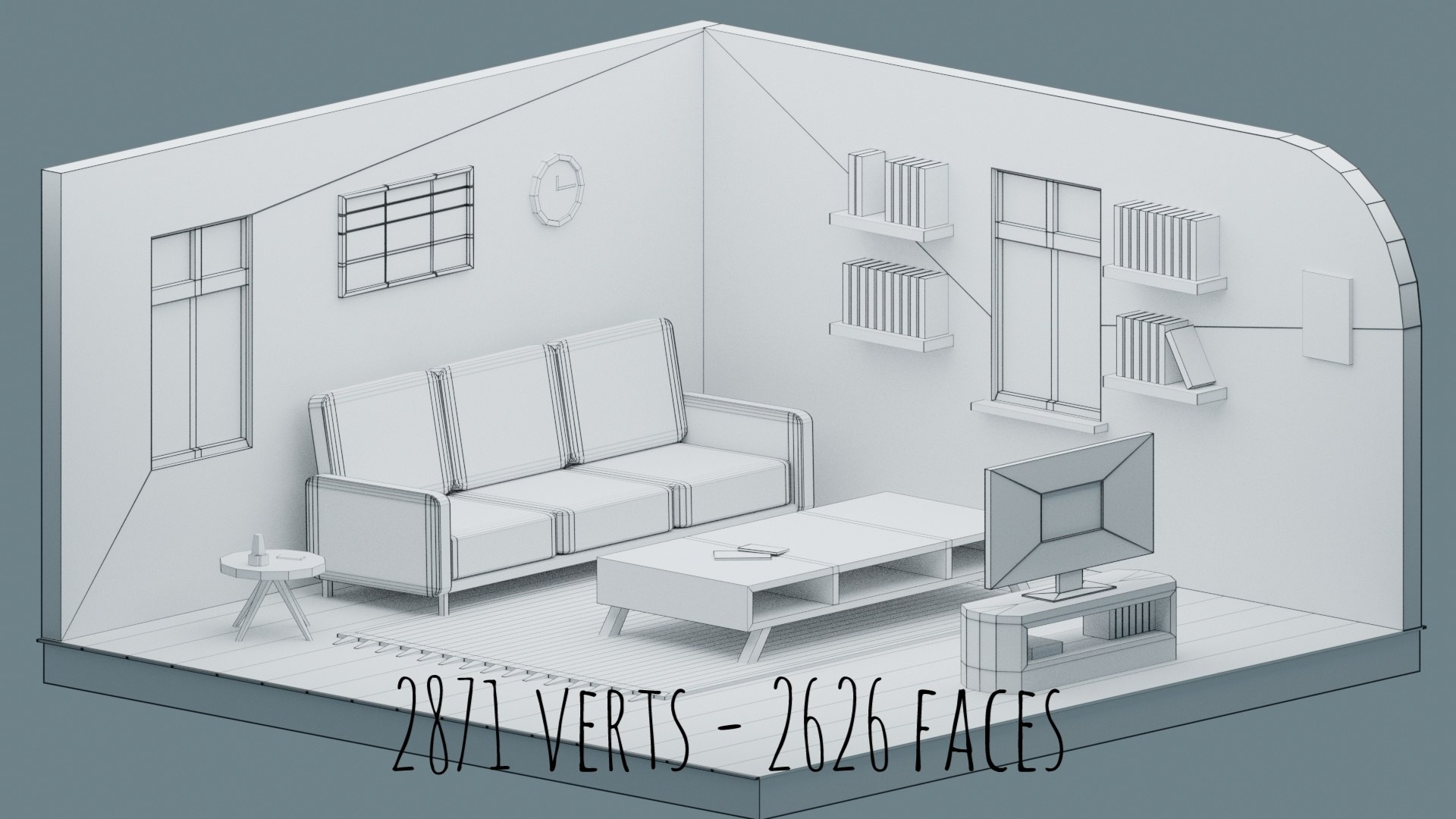 3D Low-poly Living Room - TurboSquid 1640024