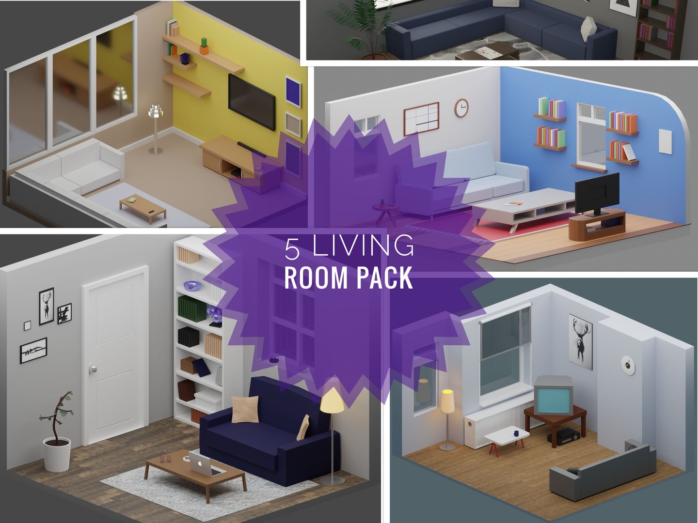 3D Low-poly Living Room - TurboSquid 1640024