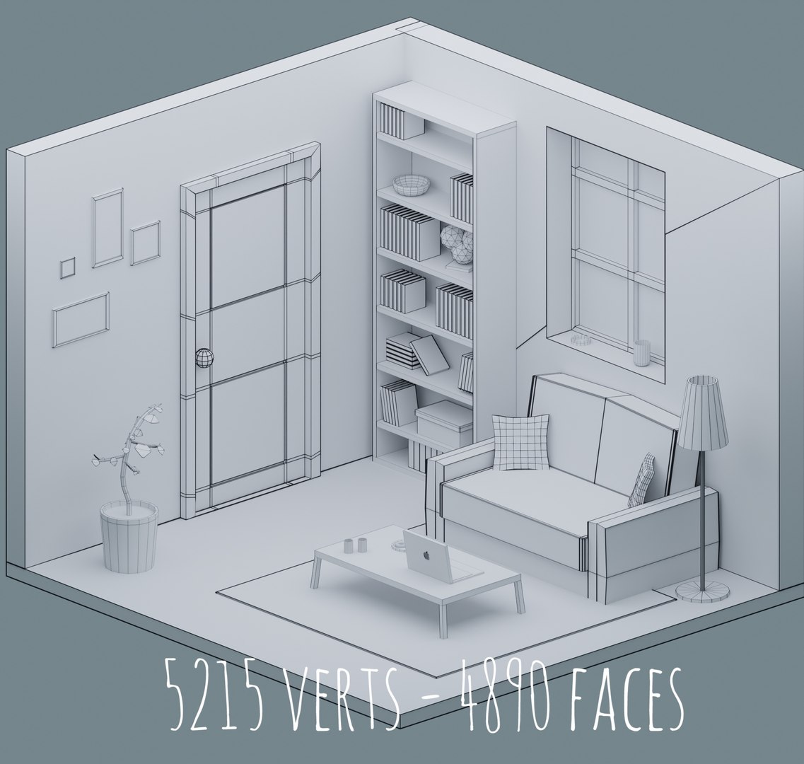 3D Low-poly Living Room - TurboSquid 1640024