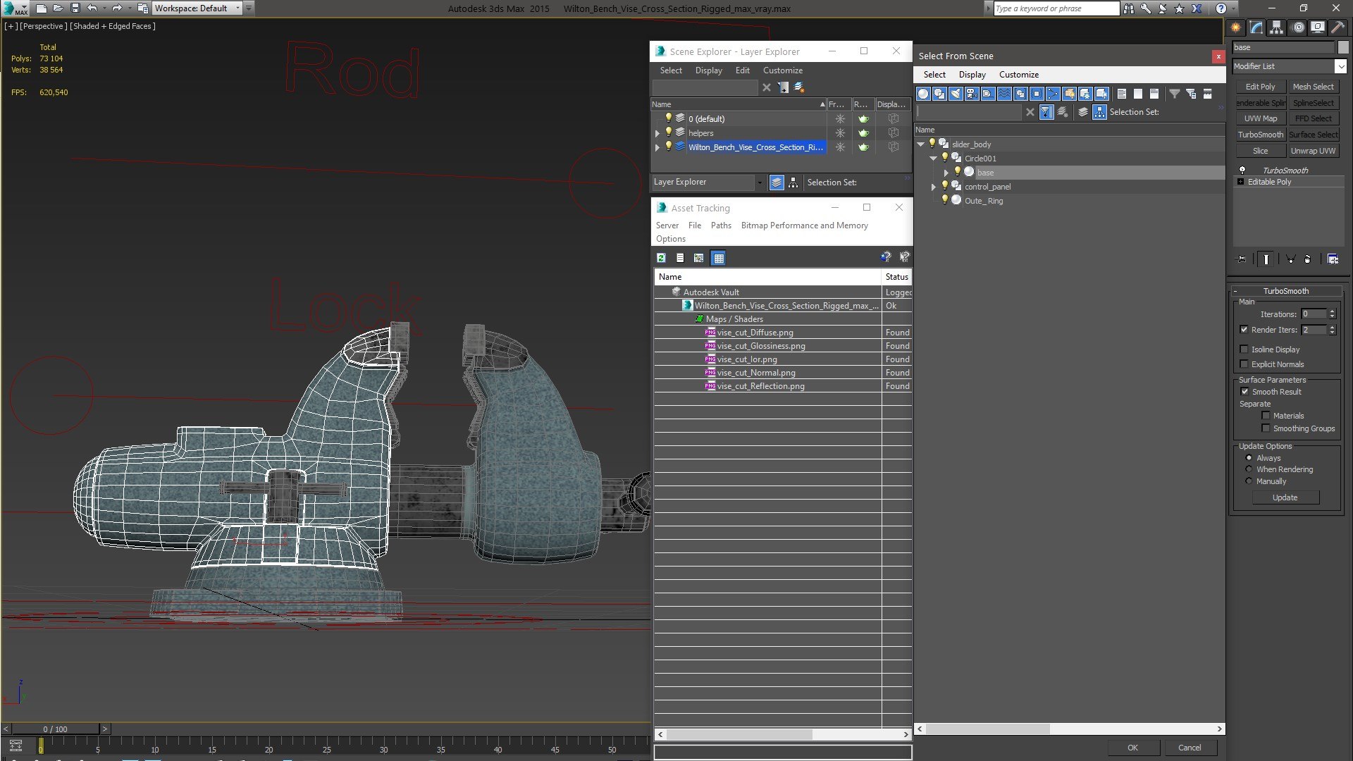 Wilton bench vise cross section 3D model - TurboSquid 1674018