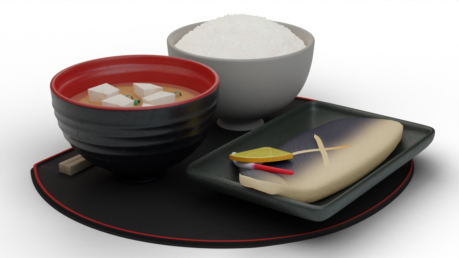 Grilled Fish Set Meal 3D Model - TurboSquid 1881206