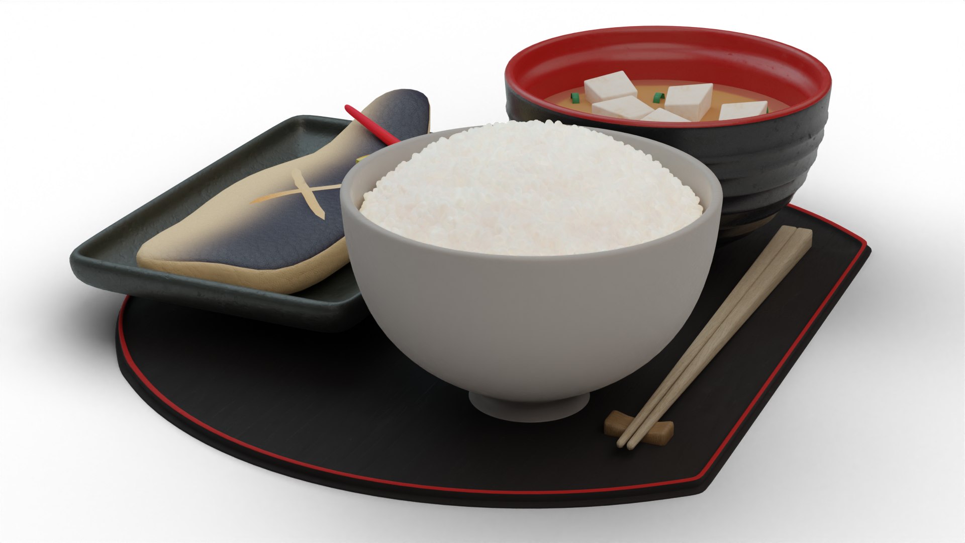 Grilled Fish Set Meal 3D Model - TurboSquid 1881206