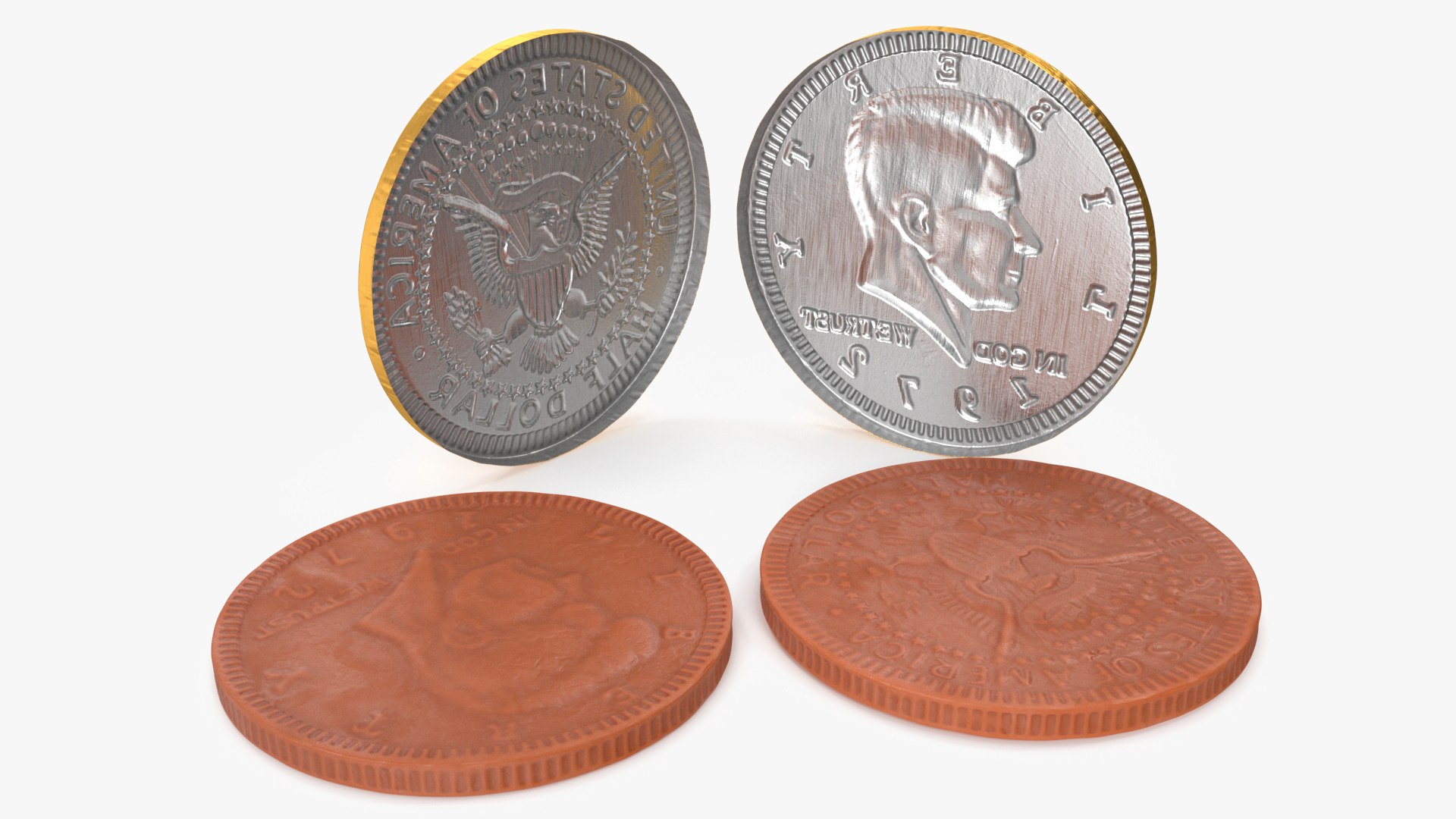 Milk Chocolate Coin with Golden Foil Wrapper 3D model - TurboSquid 2101470