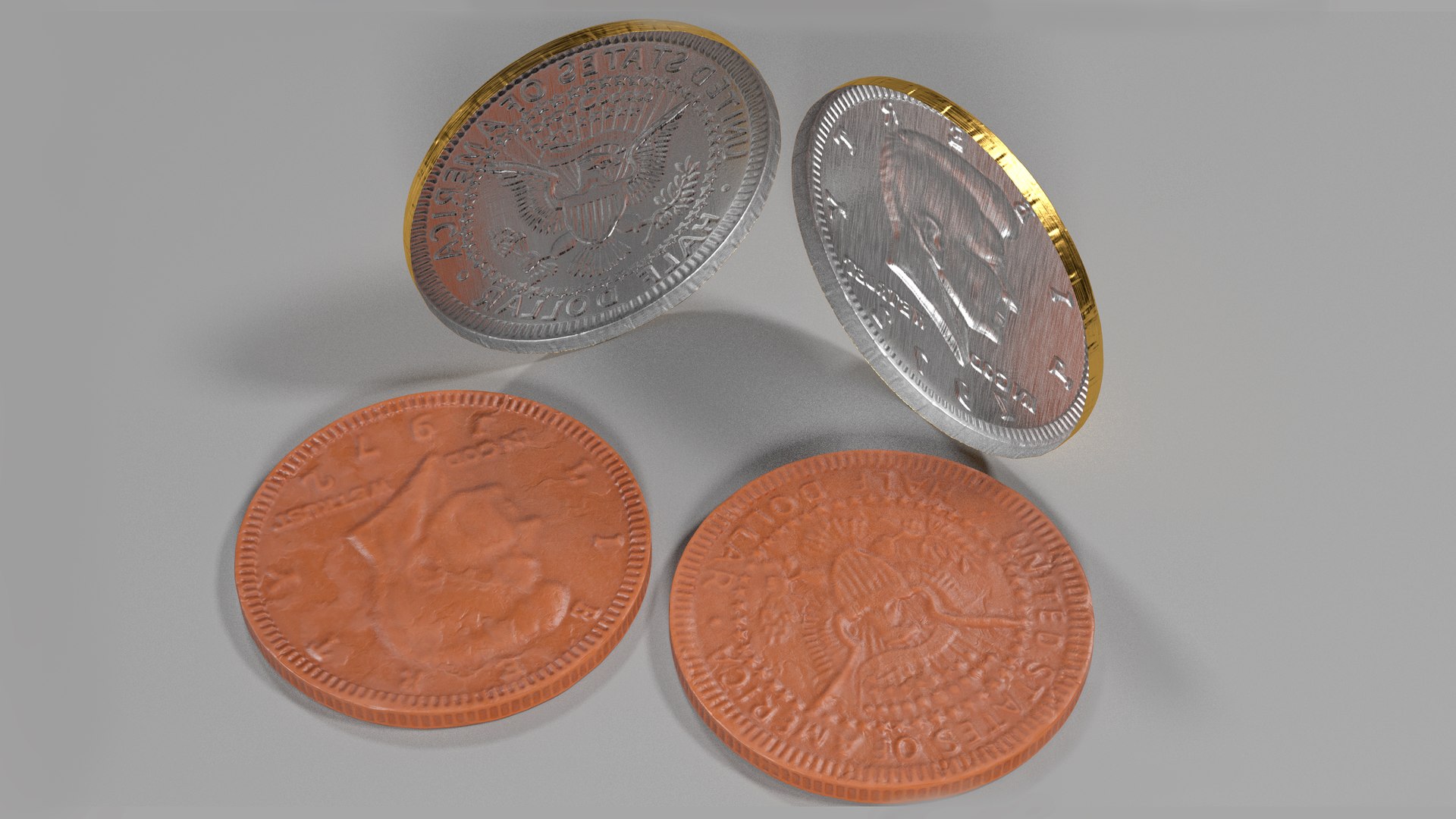 Milk Chocolate Coin With Golden Foil Wrapper 3D Model - TurboSquid 2101470