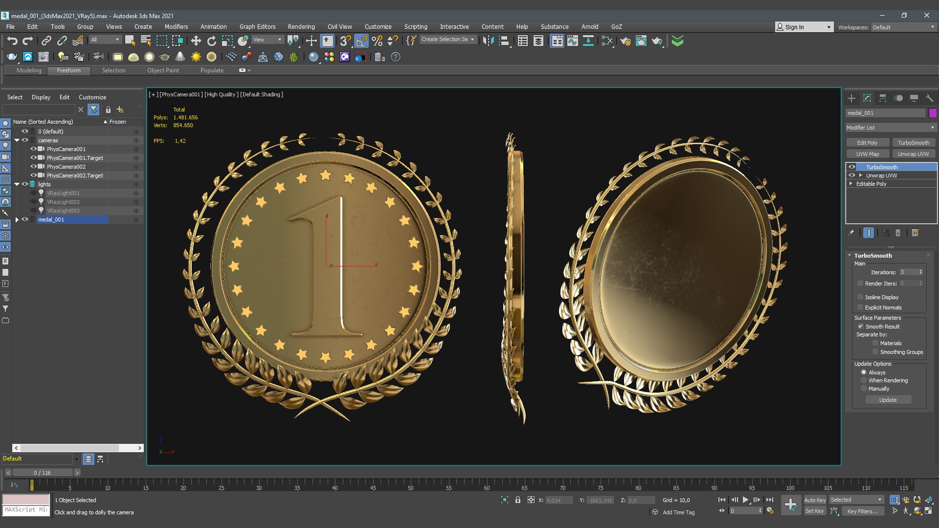 3D gold medal model - TurboSquid 1702230
