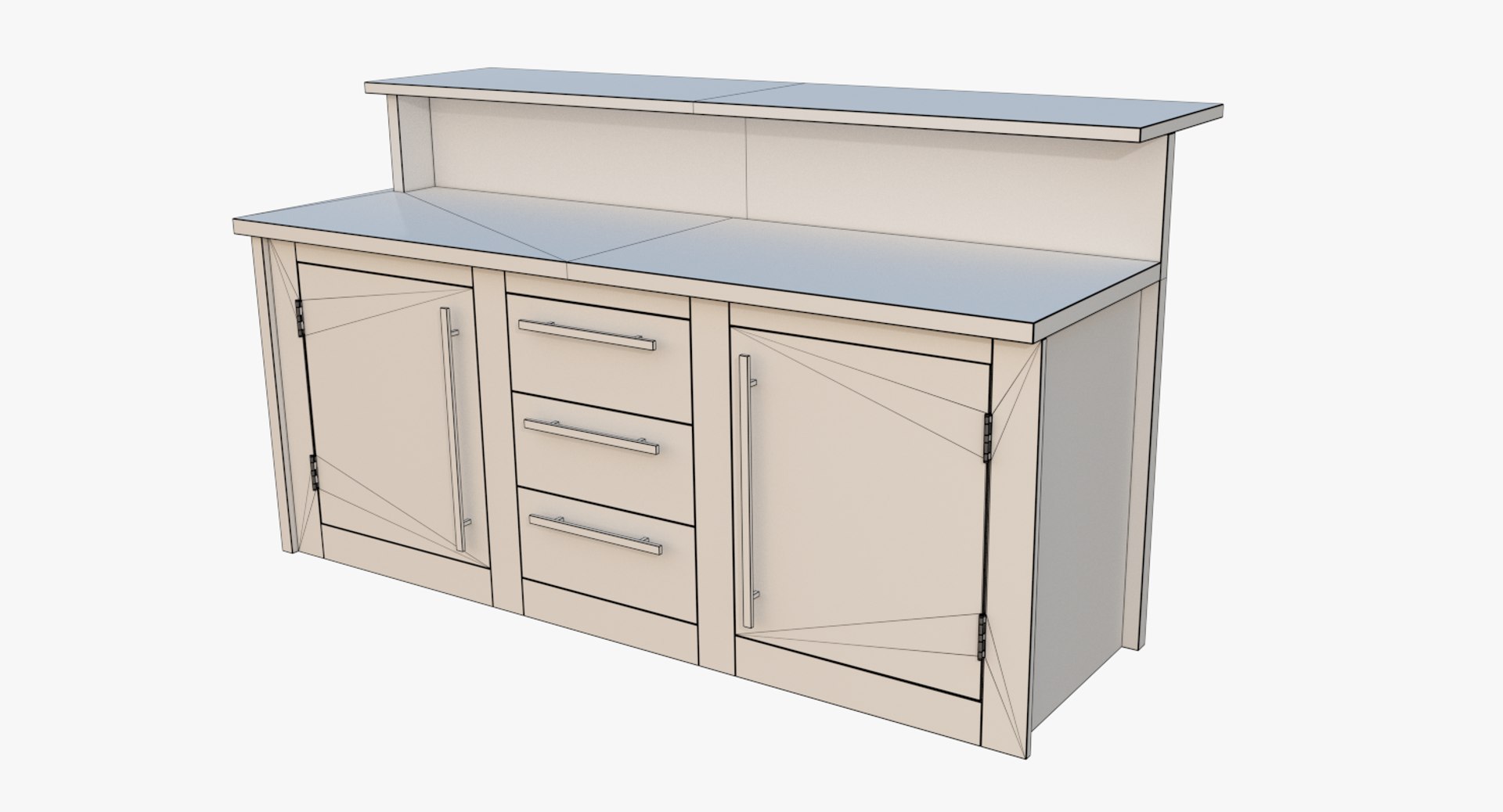 Interactive Kitchen Bar Counter 3d Obj