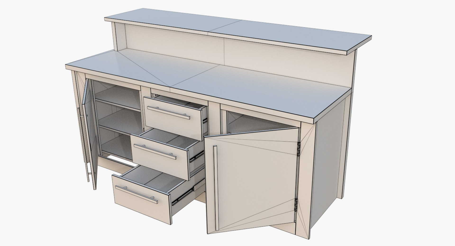 Interactive Kitchen Bar Counter 3d Obj